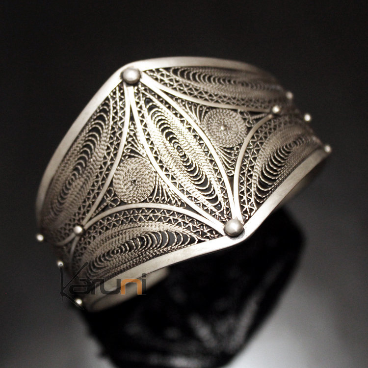 Bijoux Ethniques Orientaux Berbères Bracelet en Argent Massif ...